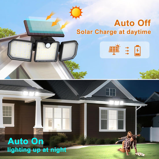 Solar Motion Sensor Lights - IP65 Waterproof Solar Strobe Wall Lights ...