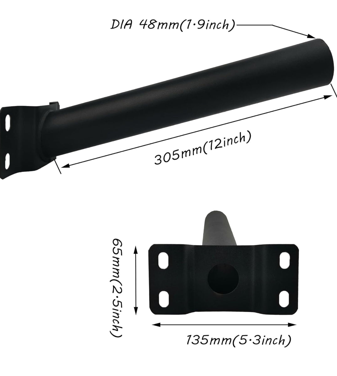 Solar Lighting Mounting Bracket Extension Pole Kit Wall Black Metal Pi ...