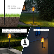 Solar LED Flame Lamp Lawn Flame Flickering Torch Light Outdoor Fire 96 ...