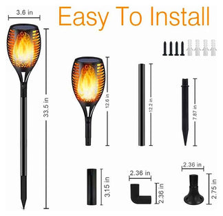 Solar LED Flame Lamp Lawn Flame Flickering Torch Light Outdoor Fire 96 ...