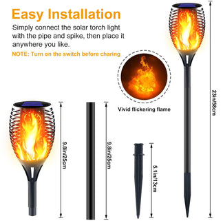 Solar LED Flame Lamp Lawn Flame Flickering Torch Light Outdoor Fire 96 ...