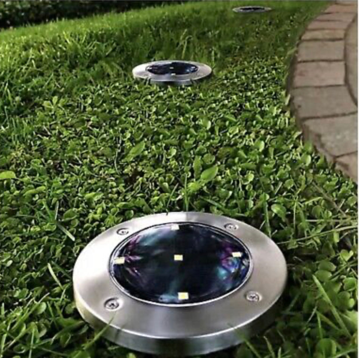 Berkley Jensen 6-Lumen Solar Disk Mark Lights, 6 pk. - Stainless Steel ...