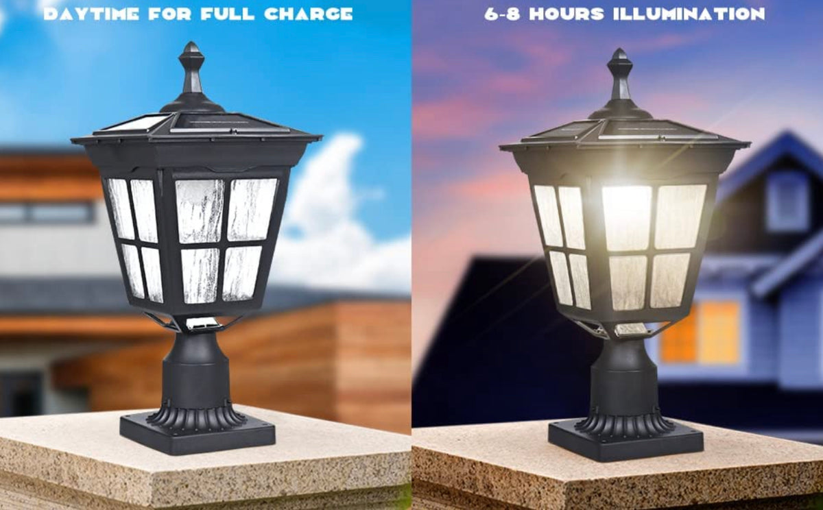 SmartYard LED Cast Aluminum Solar Post Light Fixture with 3-Inch Fitte ...